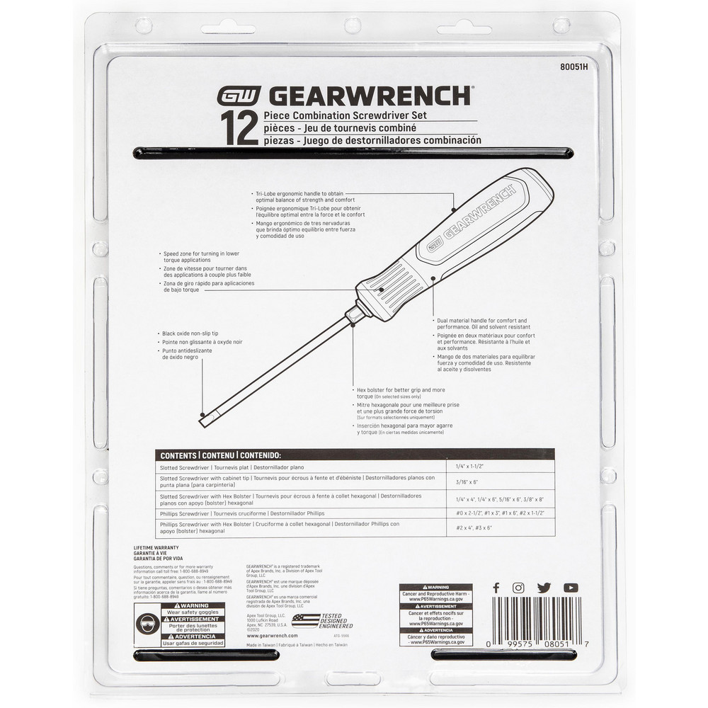 GEARWRENCH - Screwdriver Set: 12 Pc, Phillips & Slotted | MSC Direct
