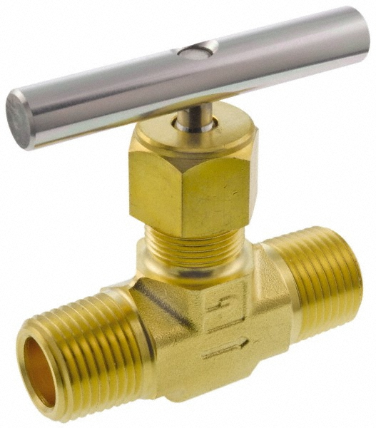 Parker - 3,000 Max psi, 1/2" Pipe, Brass, Inline Instrumentation Needle ...