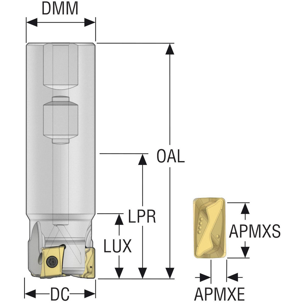 Seco - Indexable Square-Shoulder End Mill: R217.9401.503LO124A, 0.4724 ...