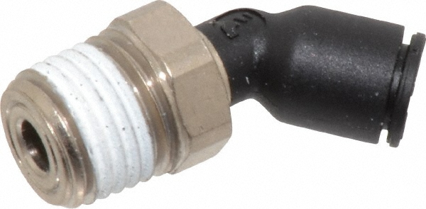 Legris - Push-to-Connect Tube x MNPT Fitting: 45 Deg Elbow, NPT, 1/4" OD | MSC Direct