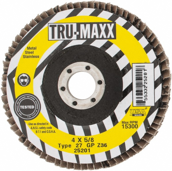 Tru-Maxx - Flap Disc: 4" Dia, 5/8" Hole, 36 Grit, Zirconia Alumina ...