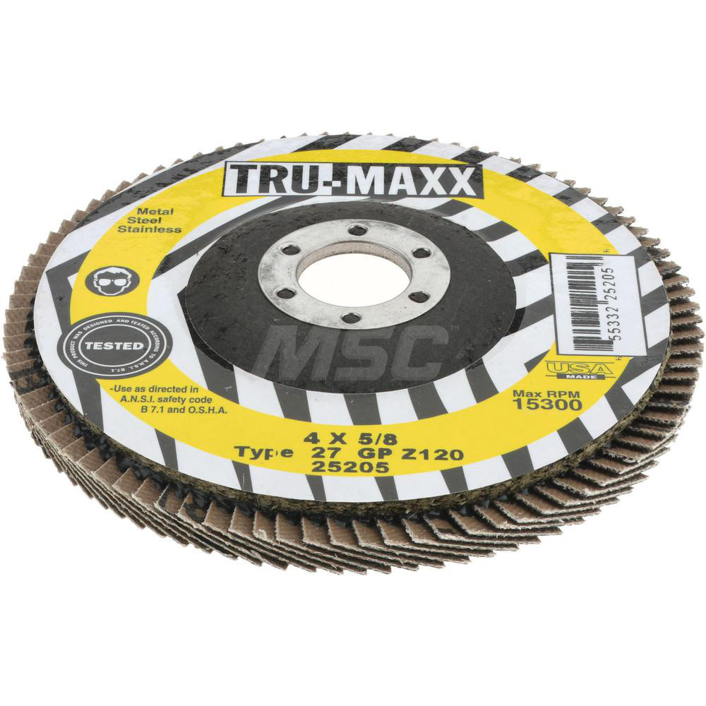 Tru-Maxx - Flap Disc: 4" Dia, 5/8" Hole, 120 Grit, Zirconia Alumina ...