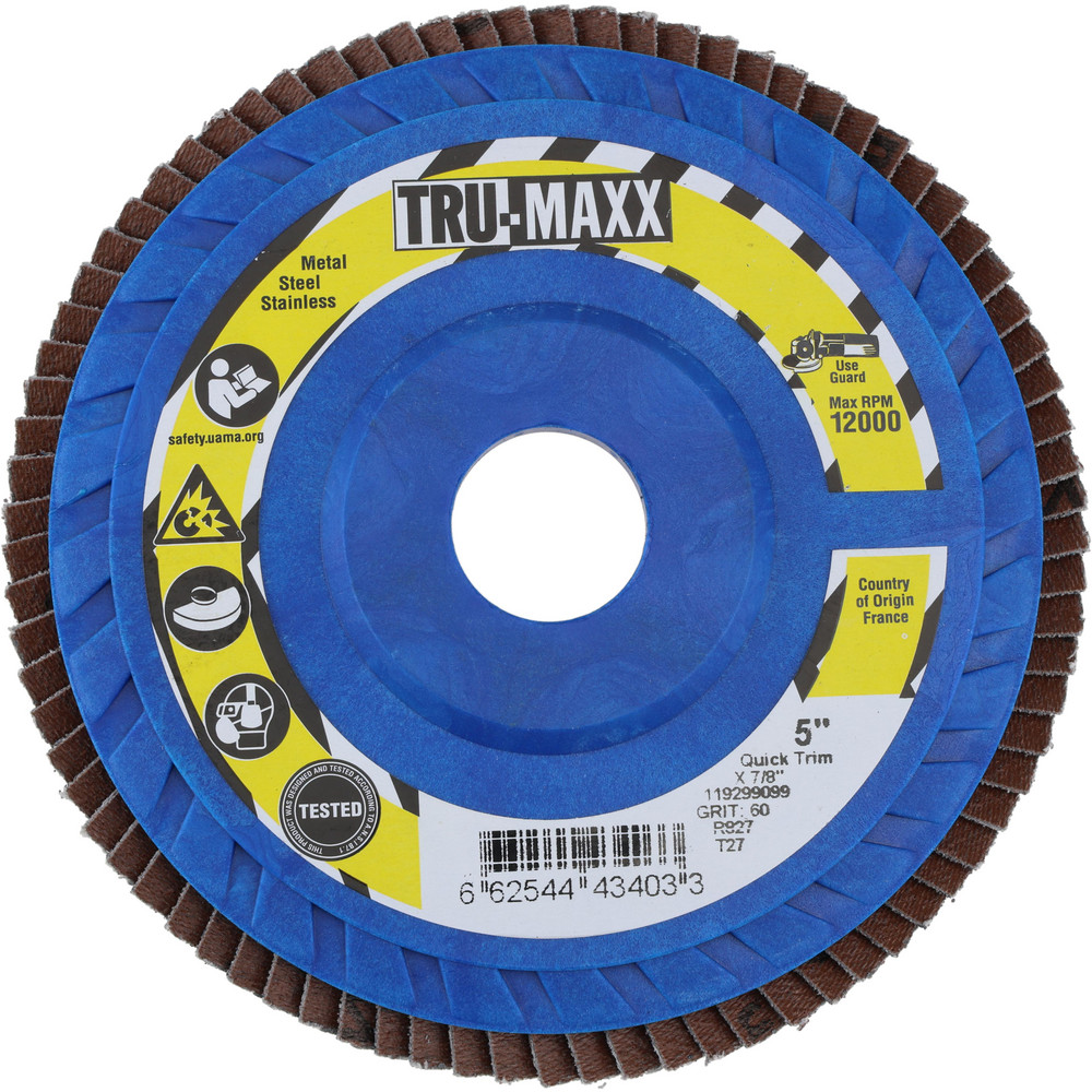 Tru-Maxx - Flap Disc: 5" Dia, 7/8" Hole, 60 Grit, Zirconia Alumina ...