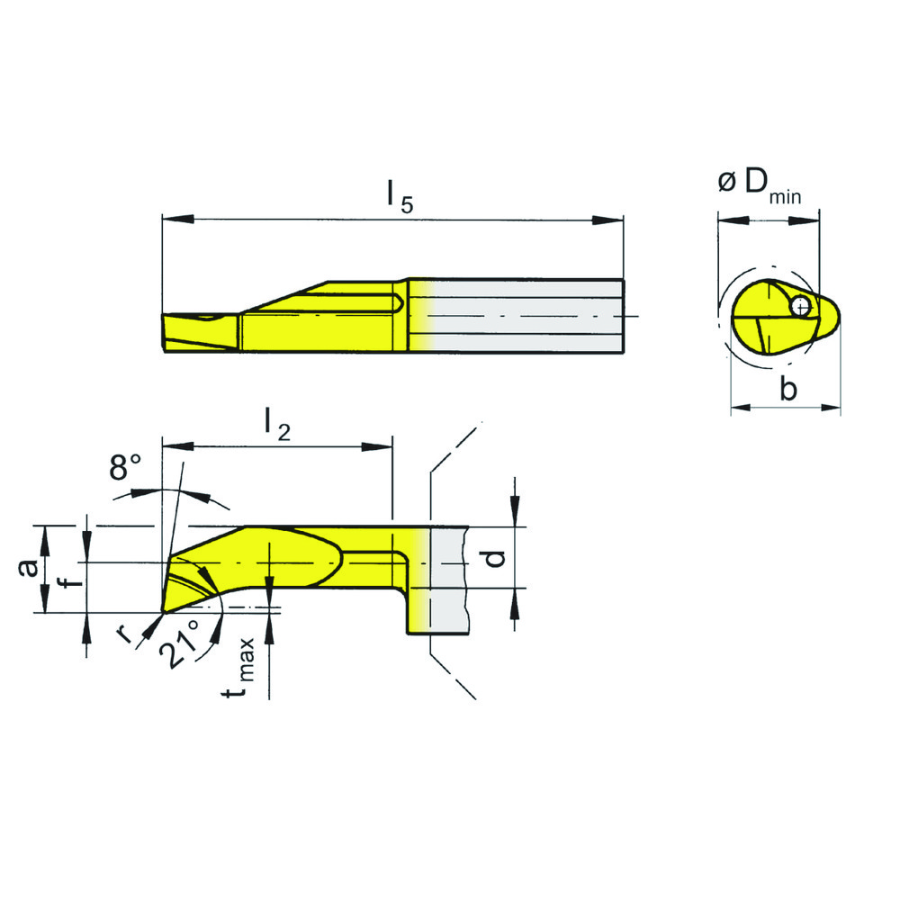 HORN - Boring, Chamfering & Profiling Bar: 4.00 mm Min Bore, Right Hand ...