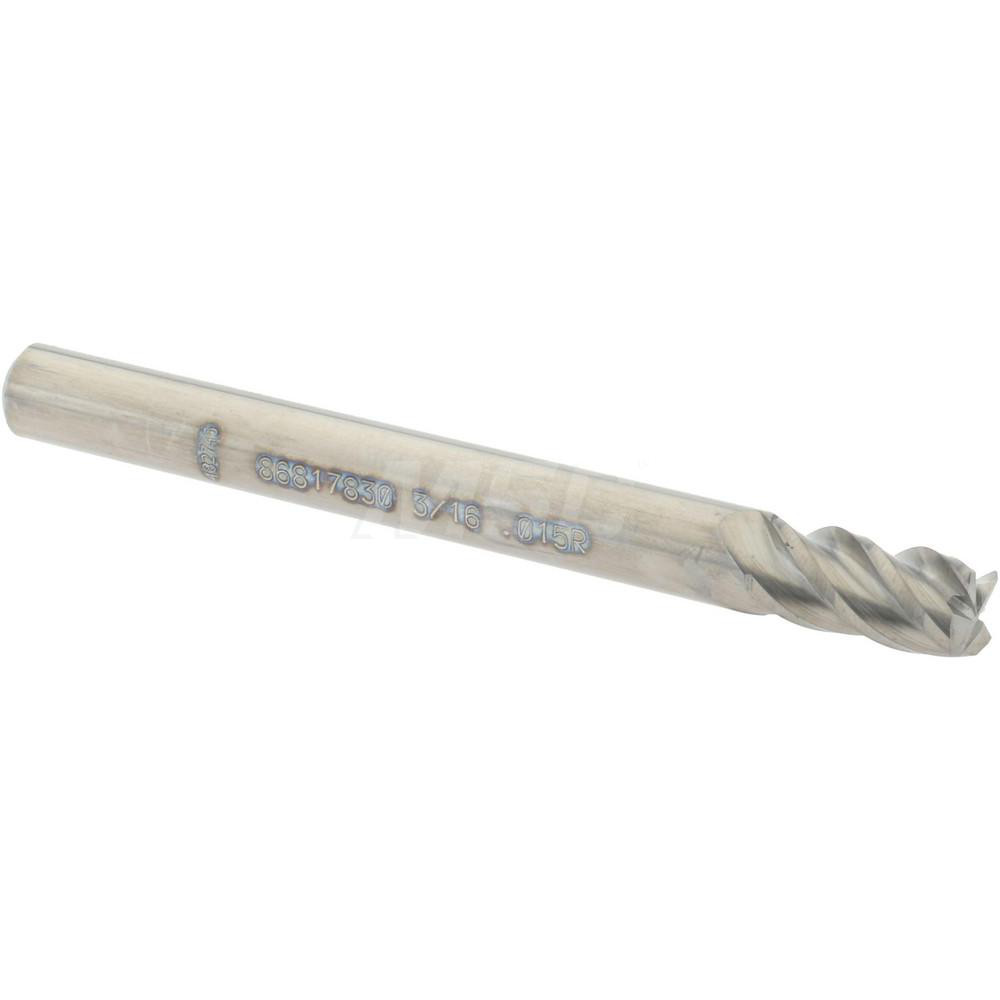 Accupro - Corner Radius End Mill: 3/16" Dia, 3/8" LOC, 0.0150" Radius ...