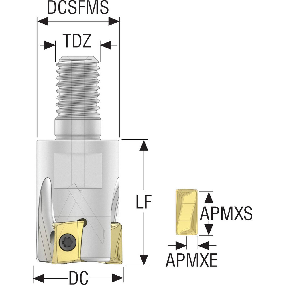 Seco - Indexable Square-Shoulder End Mill: R217.9400.7510RE083A, 0.3150 ...