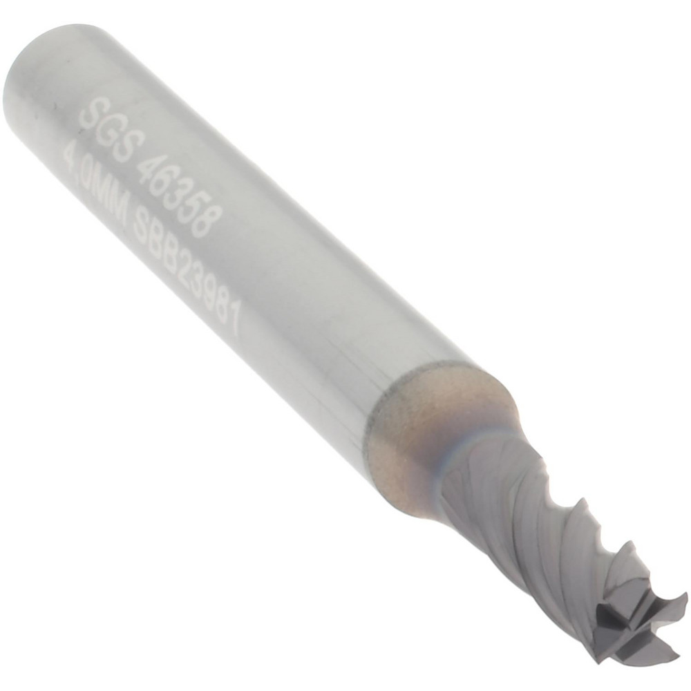SGS - Square End Mill: 4.00 mm Dia, 11.00 mm LOC, 4 Flute, Solid ...