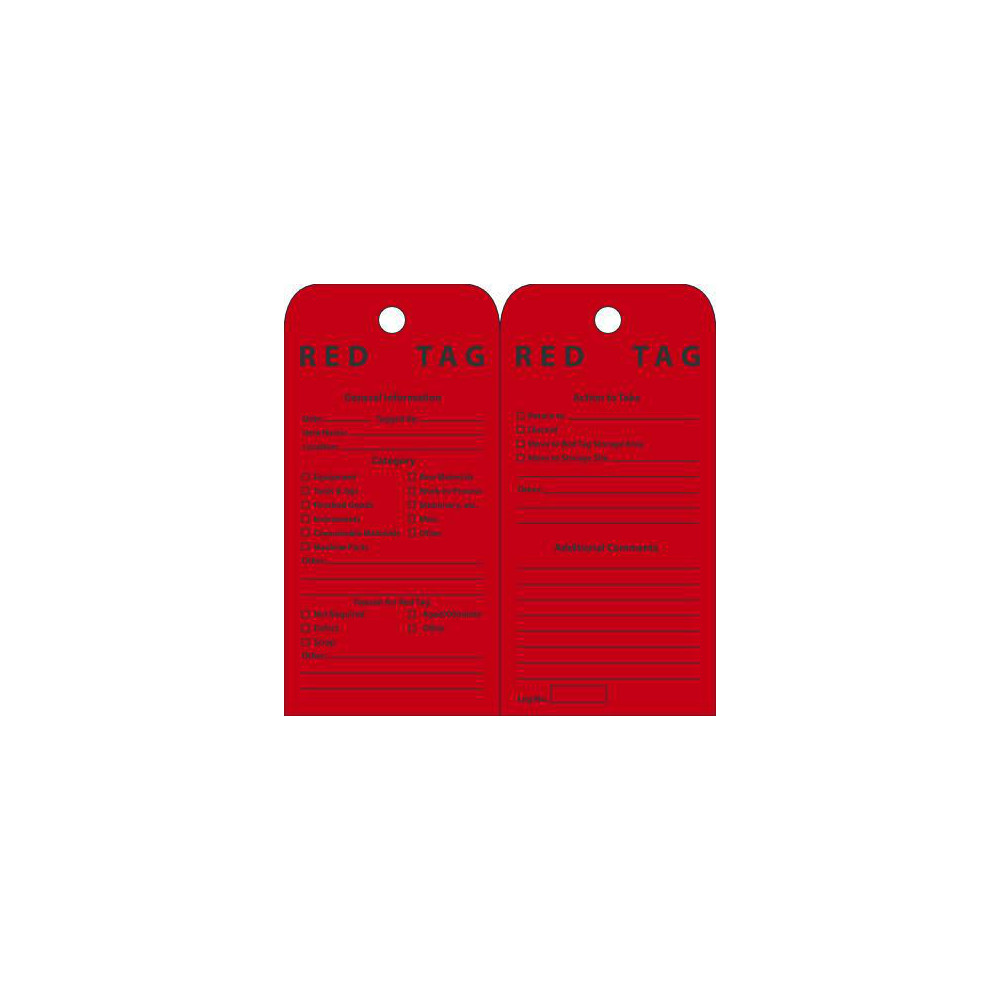 AccuformNMC - Accident Prevention Tag: Unrippable Vinyl, "Red Tag ...