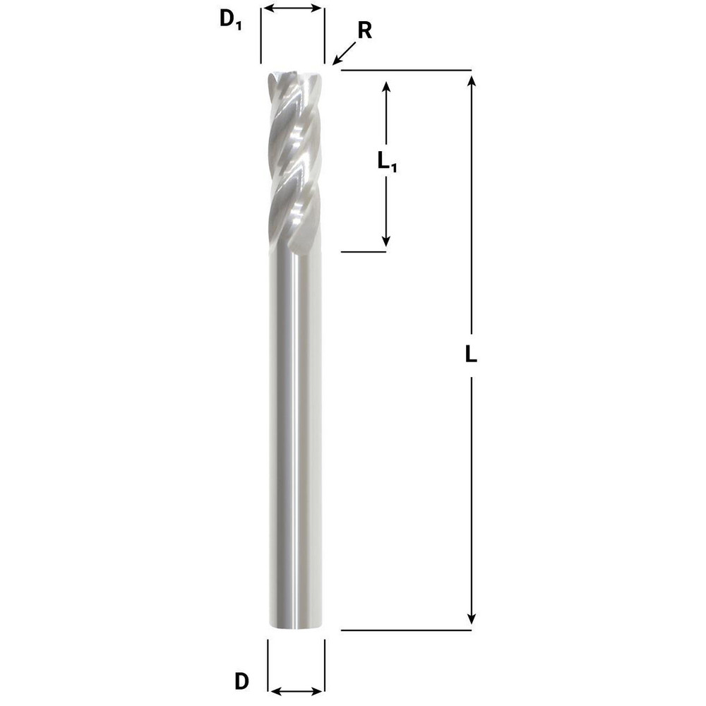 GWS - Corner Radius End Mill: 3/4" Dia, 1-1/2" LOC, 0.0300" Radius, 4 Flute, Solid Carbide | MSC ...