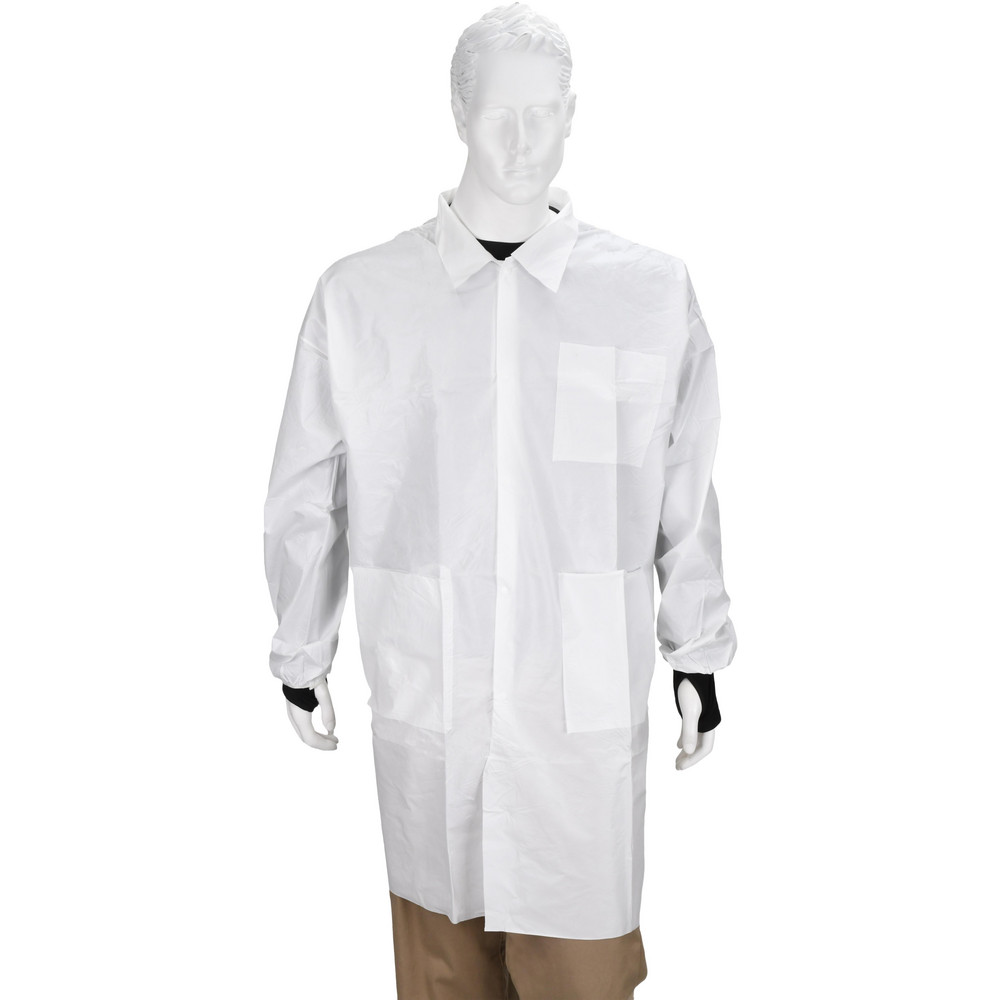 PRO-SAFE - Lab Coat: White, Disposable, Medium, 50G, Pack | MSC Direct