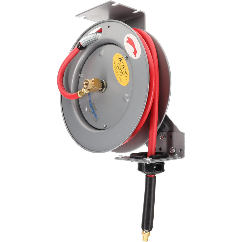 PRO-SOURCE - Hose Reel with Hose: 3/8" ID Hose x 25', Spring ...
