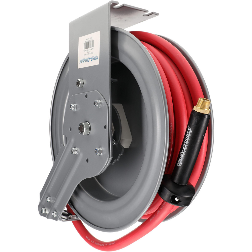 PRO-SOURCE - Hose Reel with Hose: 1/2" ID Hose x 33', Spring ...