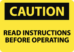 NMC - "Caution - Read Instructions Before Operating", 10" Long x 14 ...