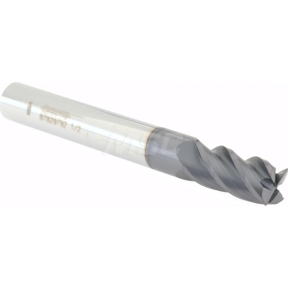 Accupro - Square End Mill: 1/2" Dia, 1" LOC, 4 Flute, Solid Carbide | MSC Direct