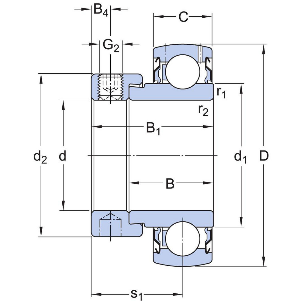 SKF - 1" ID x 2.0472" OD, 2,430 Lb Dynamic Capacity, Insert Bearing ...