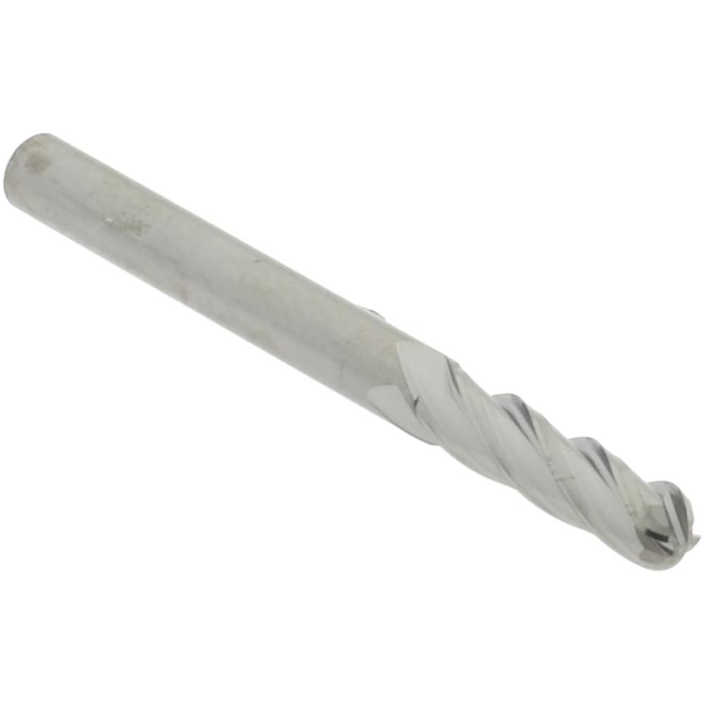 Helical Solutions - Ball End Mill: 1/8" Dia, 1/2" LOC, 4 Flute, Solid ...