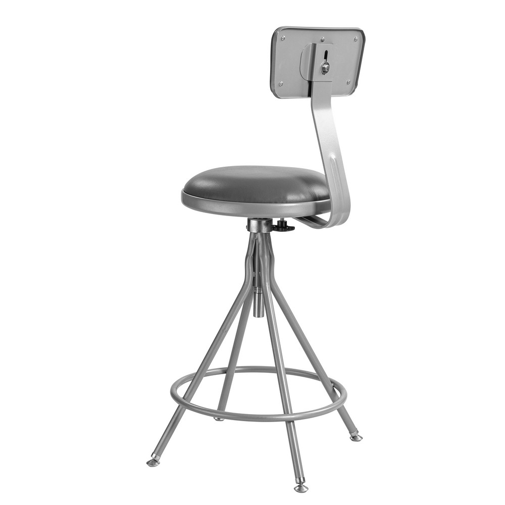 National Public Seating - Adjustable Height Swivel Stool: Vinyl, Gray ...