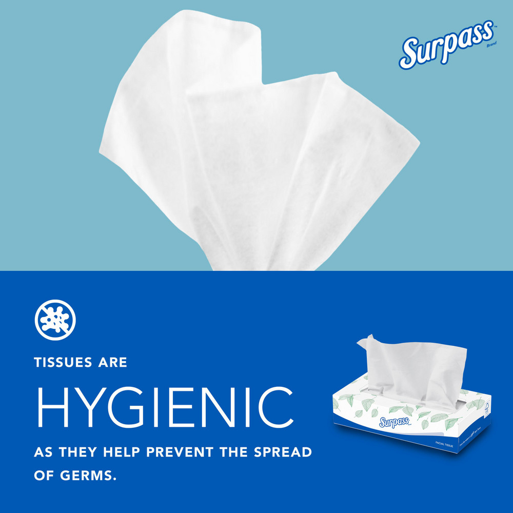 Surpass - Surpass® Facial Tissue (21390), 2-Ply, White, Ecologo, Flat ...
