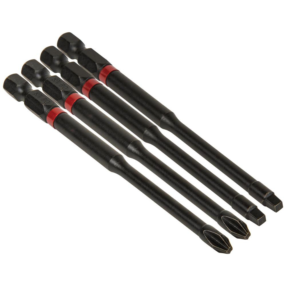 Klein Tools - Power Screwdriver Bit Set Phillips/Square: 4 Pc, 1/4 ...
