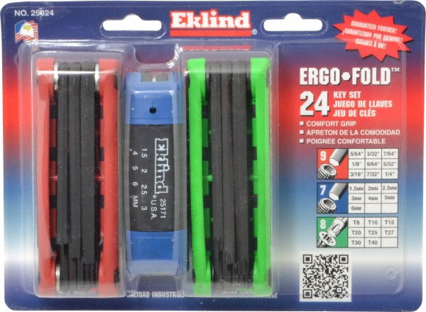 Eklind - 24 Piece T8 to T30 Steel Fold-Up Torx/Hex Combo Key Set ...