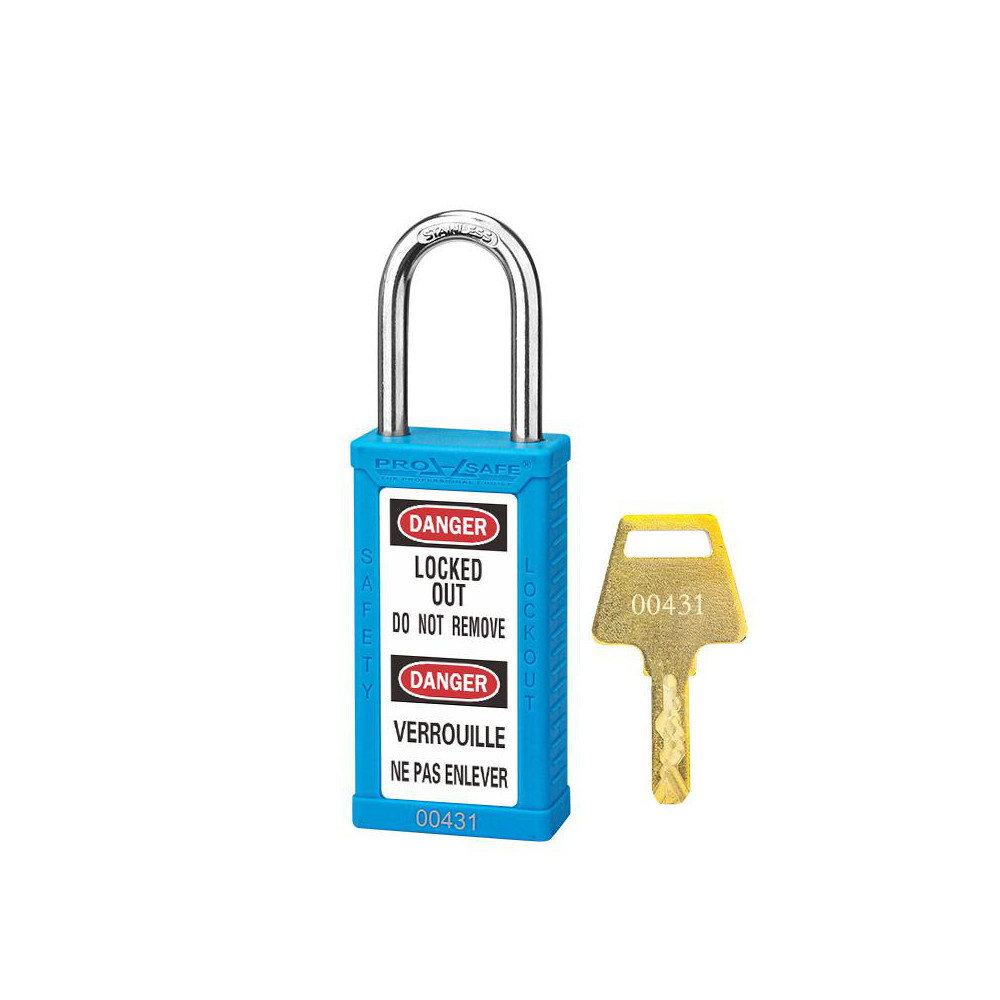 PRO-SAFE - 1/4X1-1/2X3" BLU PLASTIC LOCKOUT PADLOCK | MSC Direct