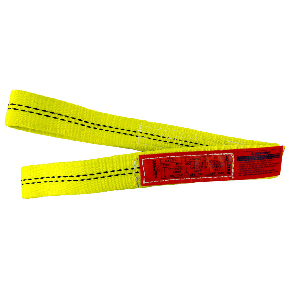 Lift-All - Flat Eye & Eye, Type 3 Web Sling: 6' Long, 1" Wide, 2000 lb ...