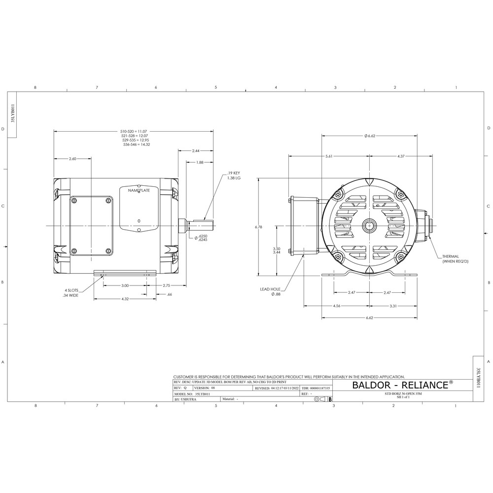 Baldor Reliance - Three Phase AC Motor: ODP Enclosure | MSC Direct