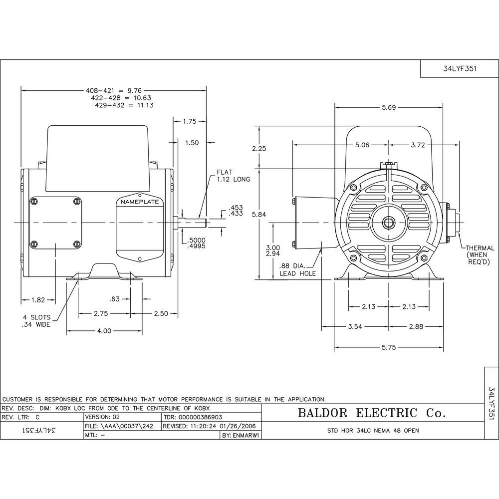 Baldor Reliance - Single Phase AC Motor: ODP Enclosure | MSC Direct