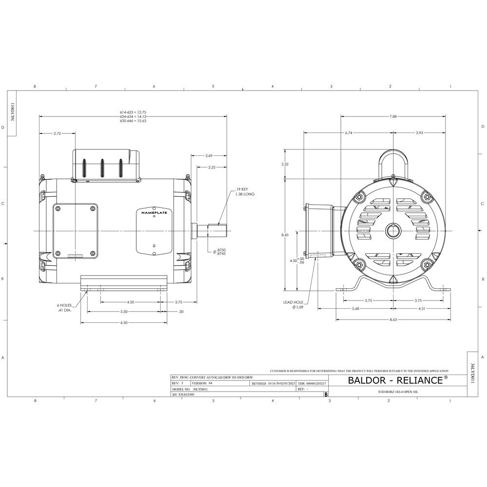 Baldor Reliance - Single Phase AC Motor: ODP Enclosure | MSC Direct
