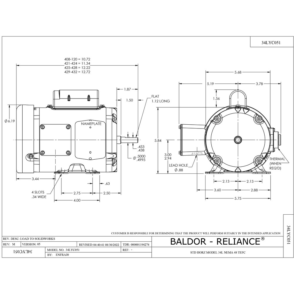 Baldor Reliance - Single Phase AC Motor: TEFC Enclosure | MSC Direct