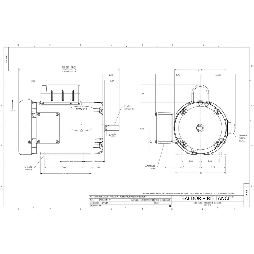 Baldor Reliance - Single Phase AC Motor: TEFC Enclosure | MSC Direct