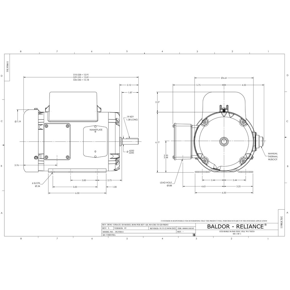 Baldor Reliance - Single Phase AC Motor: TEFC Enclosure | MSC Direct
