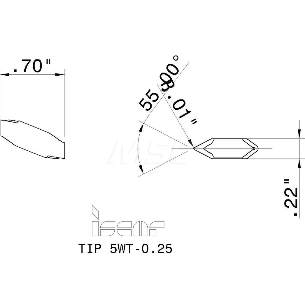 Iscar - Threading Insert: TIP5WT-0.25 IC908, Carbide | MSC Direct
