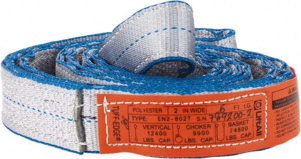 Lift-All - 6' Long x 2" Wide 24,800 Lb Basket Capacity Polyester Web ...