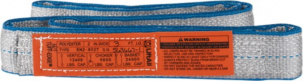 Lift-All - 3' Long x 2" Wide 24,400 Lb Basket Capacity Polyester Web ...