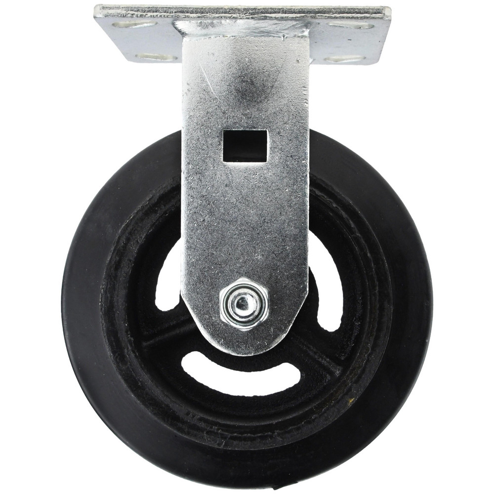 Value Collection - Rigid Top Plate Caster: Rubber, 6" Wheel Dia, 2 ...