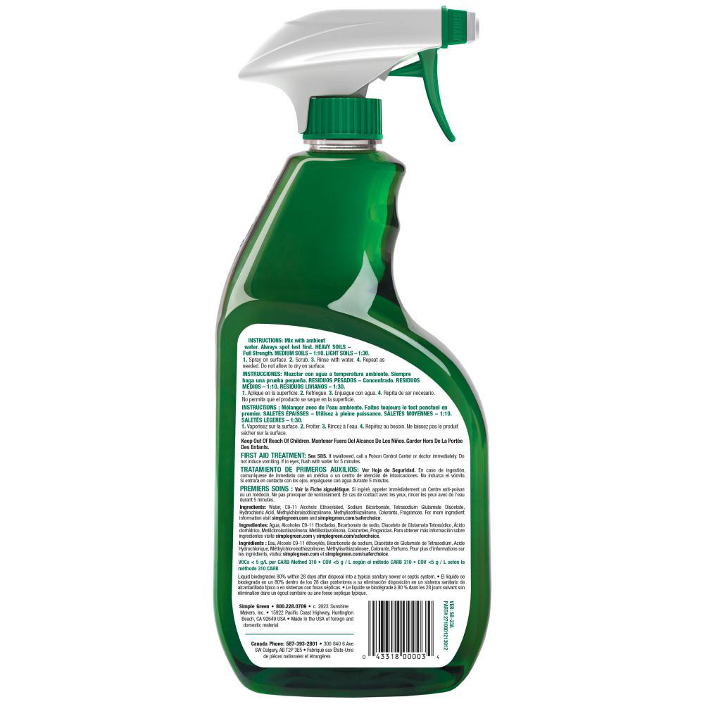 Simple Green® - Industrial Cleaner & Degreaser, 24 oz Spray Bottle ...