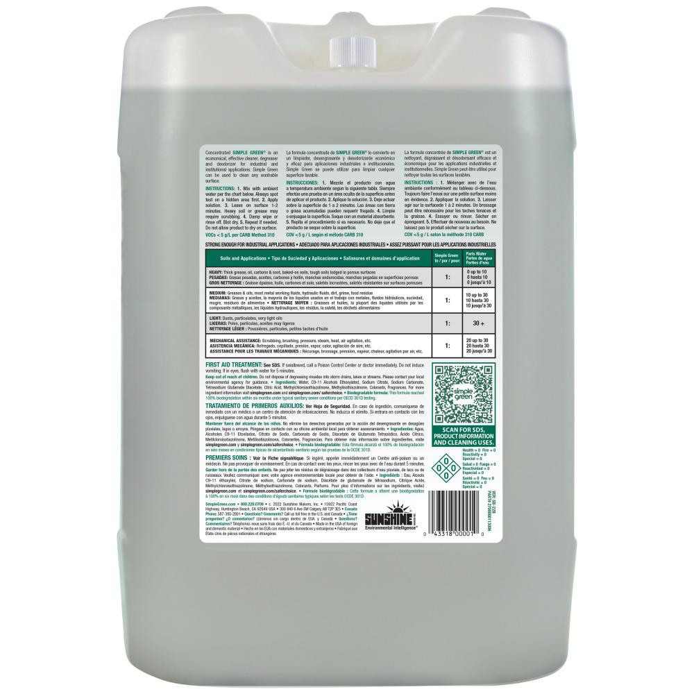 Simple Green® - Industrial Cleaner & Degreaser, 5 gal Pail | MSC Direct