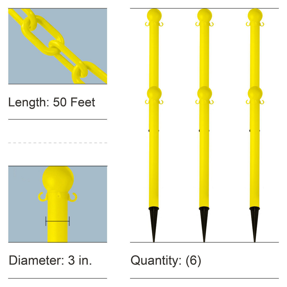 Mr. Chain - Pedestrian Barrier Kits: Chain Material: Polyethylene; Post ...