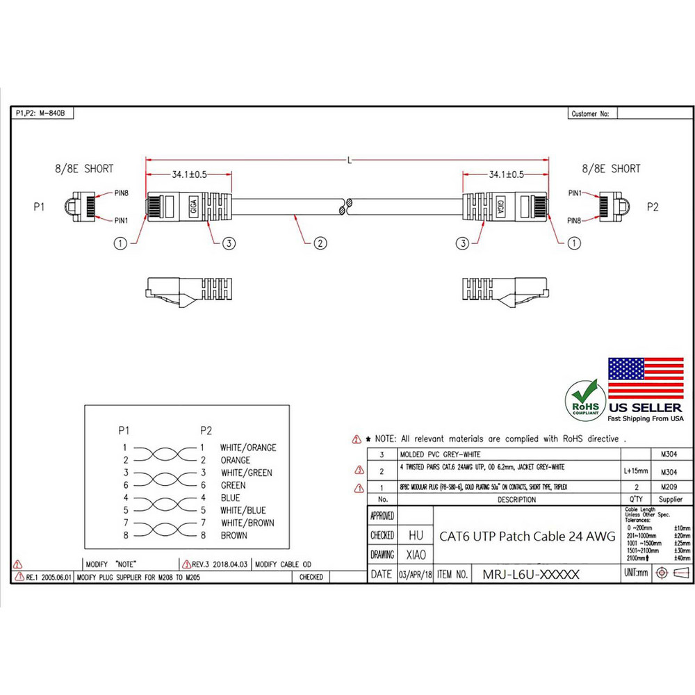 CompuCablePlusUSA - Network & Ethernet Cable: Wire Type: Cat6; Wire ...