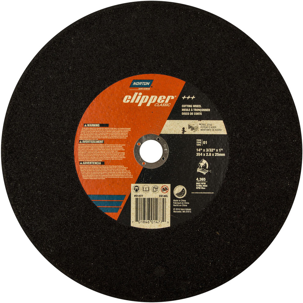 Norton - Cutoff Wheel: Type 1 (01/41), 14" Dia, 3/32" Thick, 1" Hole ...