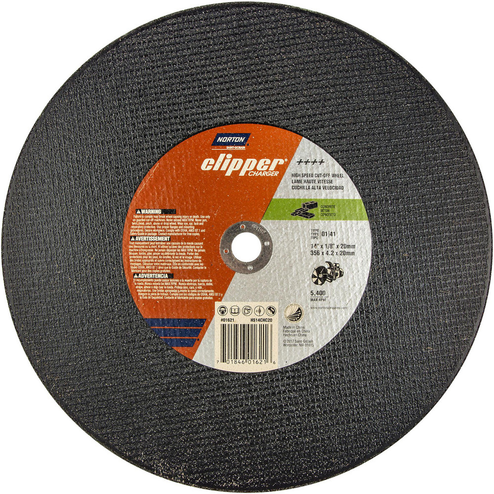 Norton - Cutoff Wheel: Type 1 (01/41), 14" Dia, 1/8" Thick, 20.00 mm ...