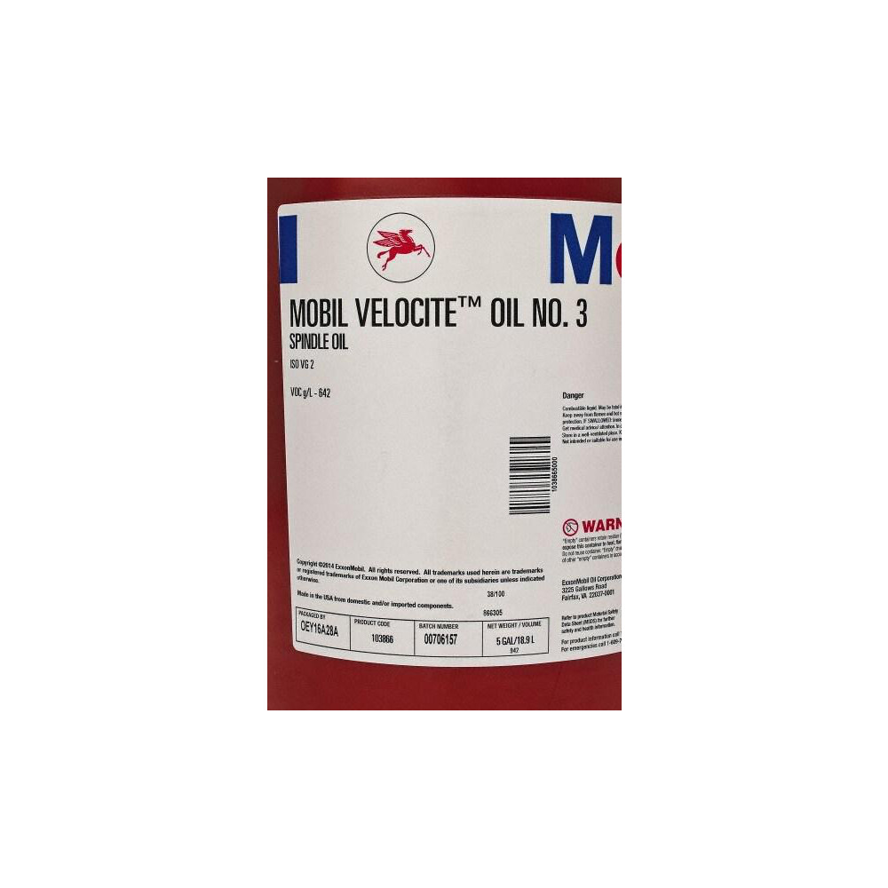 Mobil - Mobil Velocite Oil Numbered Spindle Machine Oil: 5 gal Pail ...