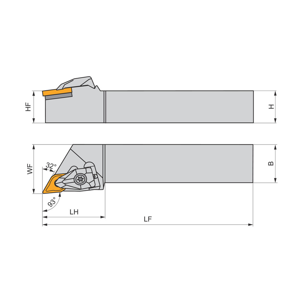 Dormer Pramet - Indexable Turning Toolholder: DDJNR3225P15, 93.000 deg ...