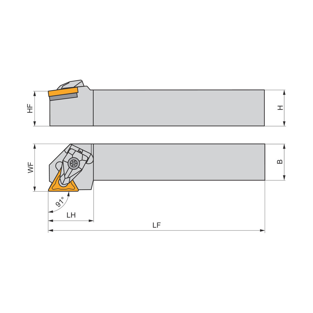 Dormer Pramet - Indexable Turning Toolholder: DTGNL2020K16, 90.000 deg ...