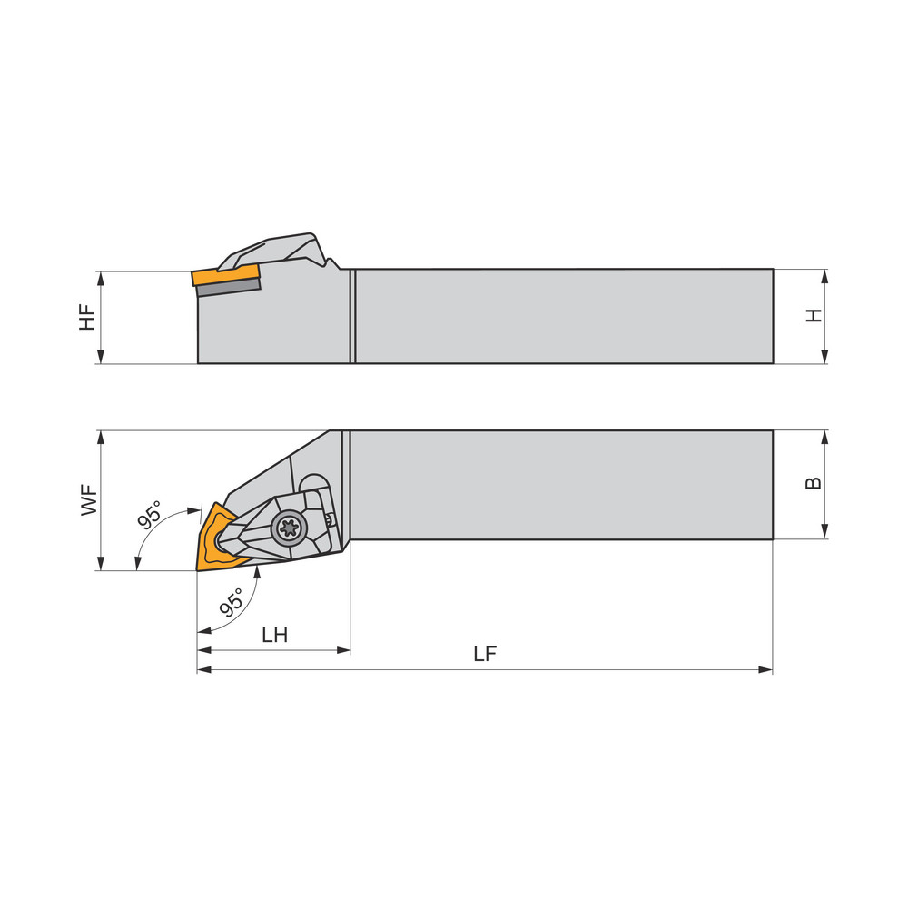 Dormer Pramet - Indexable Turning Toolholder: DWLNL3232P13, 95.000 deg ...