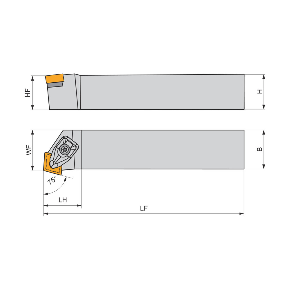 Dormer Pramet - Indexable Turning Toolholder: DCBNR2525M16, 75.000 deg ...