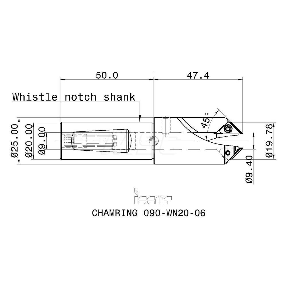 Iscar - Series ChamRing, 25mm Overall Dia, 97.4mm OAL Drilling Chamfer ...