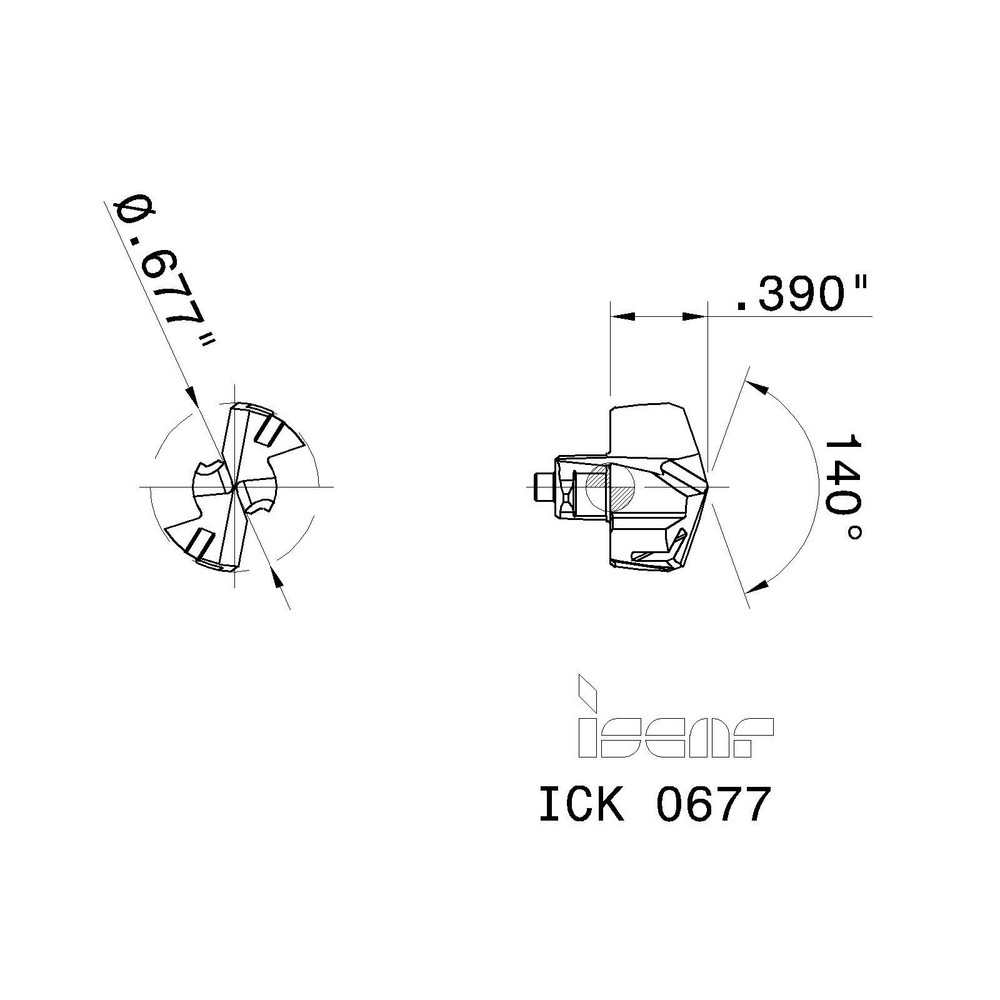 Iscar - Replaceable Drill Tips: ICK0677 IC908, 0.6770" Dia, 17.20 mm ...