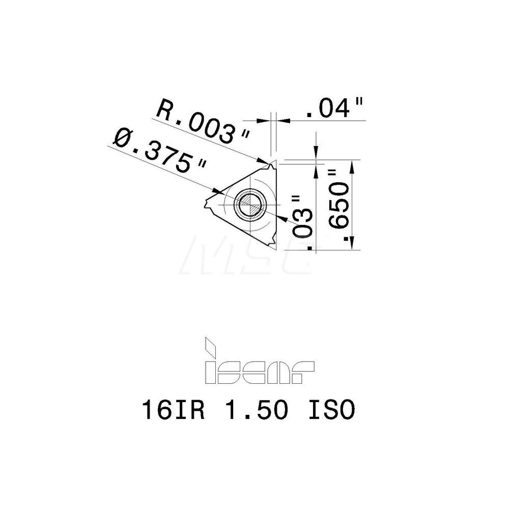 Iscar - Laydown Threading Insert: 16IR1.50ISO IC1007, Carbide | MSC Direct